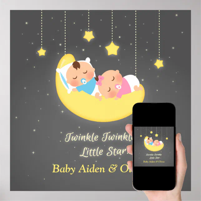 Cute Twinkle Twinkle Little Star Twins Poster | Zazzle