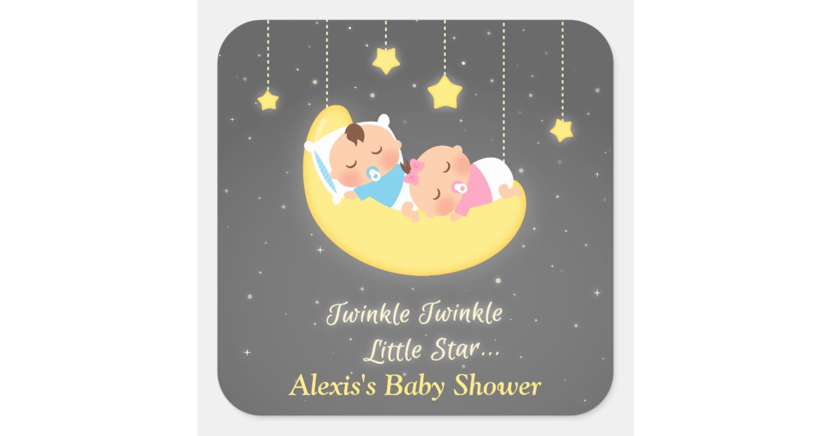 Cute Twinkle Twinkle Little Star Twins Stickers | Zazzle