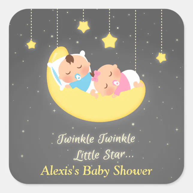 Cute Twinkle Twinkle Little Star Twins Stickers | Zazzle