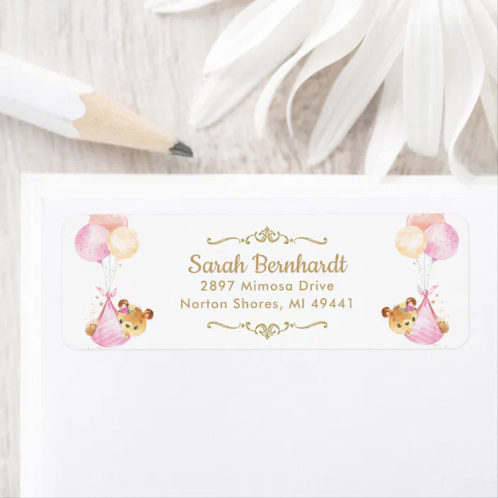 Cute Twins Girls Teddy Bears Baby Shower Label | Zazzle