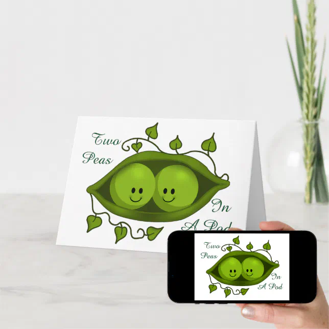 Cute Two Peas In A Pod personalizable Card | Zazzle