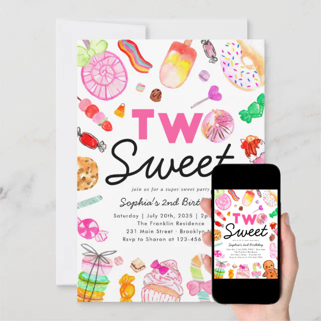 Cute TWO SWEET Candy Land Kids Candyland Birthday Invitation | Zazzle