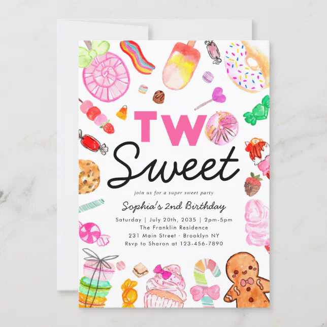 Cute TWO SWEET Candy Land Kids Candyland Birthday Invitation | Zazzle