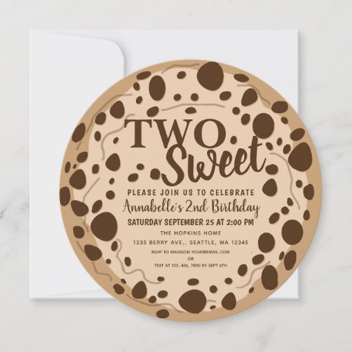 Cute Two Sweet Cookie Kids Second Birthday Invitation | Zazzle