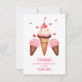 Cute Two Sweet Ice Cream Birthday Party Thank You Card | Zazzle