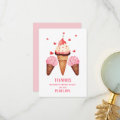Cute Two Sweet Ice Cream Birthday Party Thank You Card | Zazzle