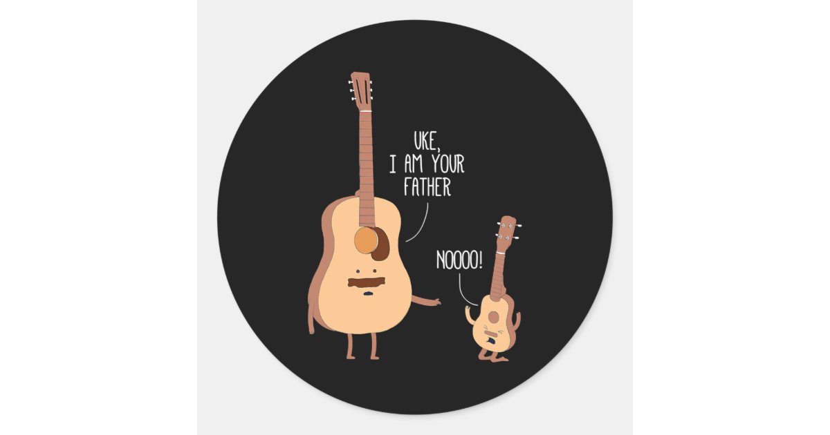 Cute Uke I Am Your Father Funny Ukulele Guitar Classic Round Sticker ...