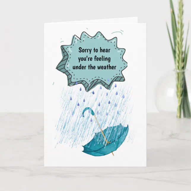 Cute umbrella in rain under the weather depressed card | Zazzle