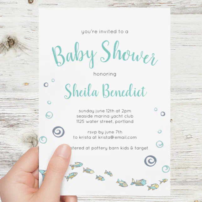 Cute Under The Sea Fish Baby Shower Invitation | Zazzle