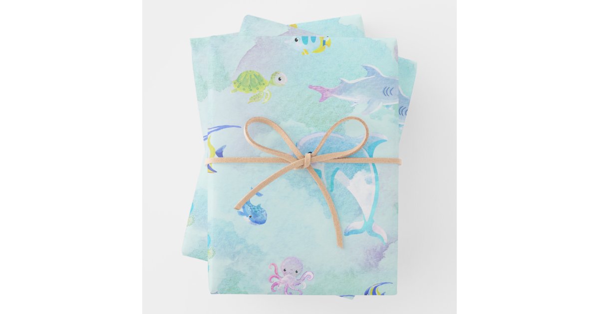 Cute Under the Sea Watercolor Wrapping Paper Sheet | Zazzle