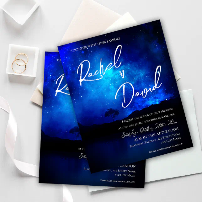 Cute Under the Stars Night Sky Wedding Invitation | Zazzle