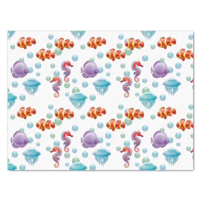 Cute Underwater Ocean Sea Life Fish Decoupage Tissue Paper | Zazzle