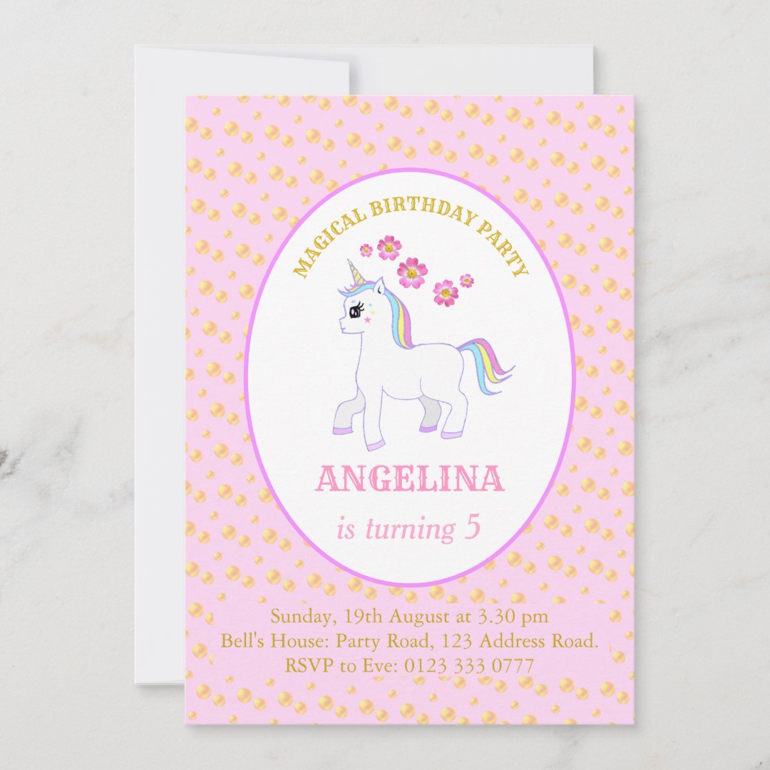 Cute Unicorn Birthday Party Invitation | Zazzle