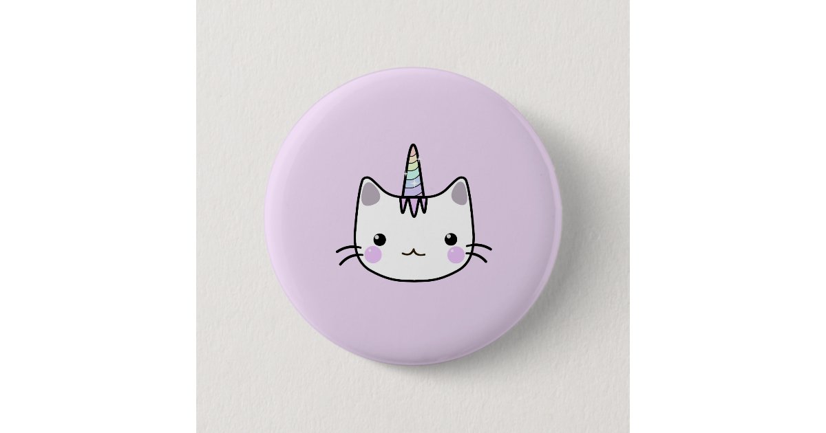 Cute Unicorn Cat Badge Button | Zazzle