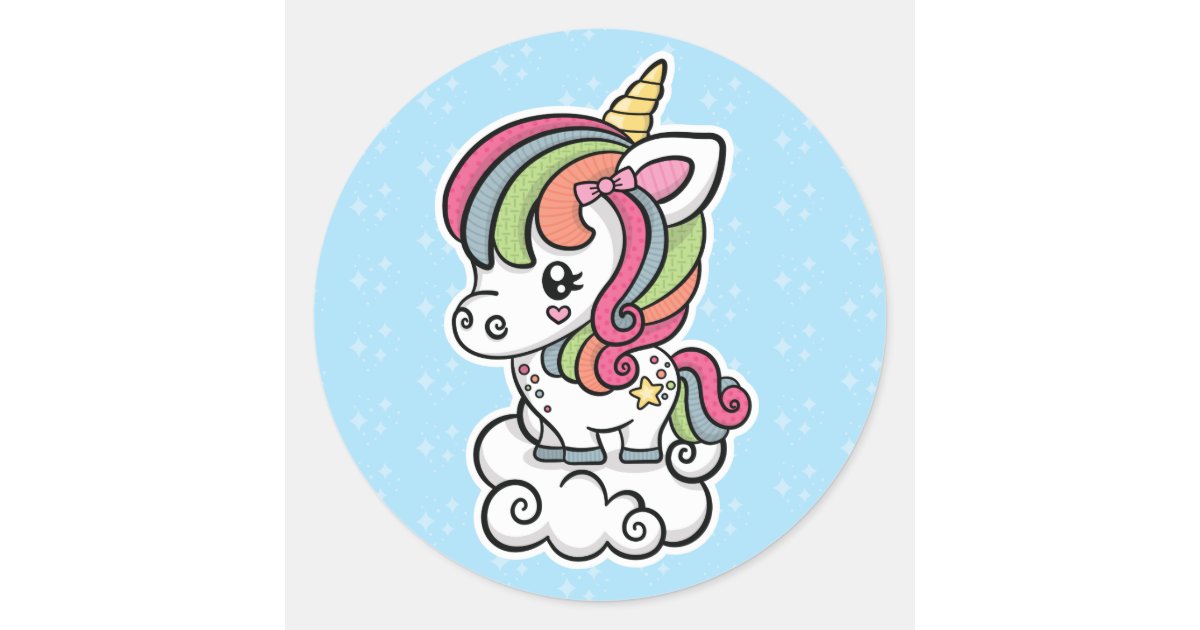 Cute Unicorn Classic Round Sticker | Zazzle