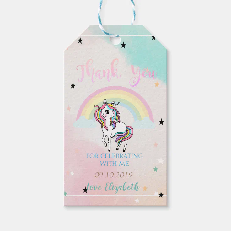 Cute Unicorn , Colorful Stars, Rainbow Gift Tags | Zazzle