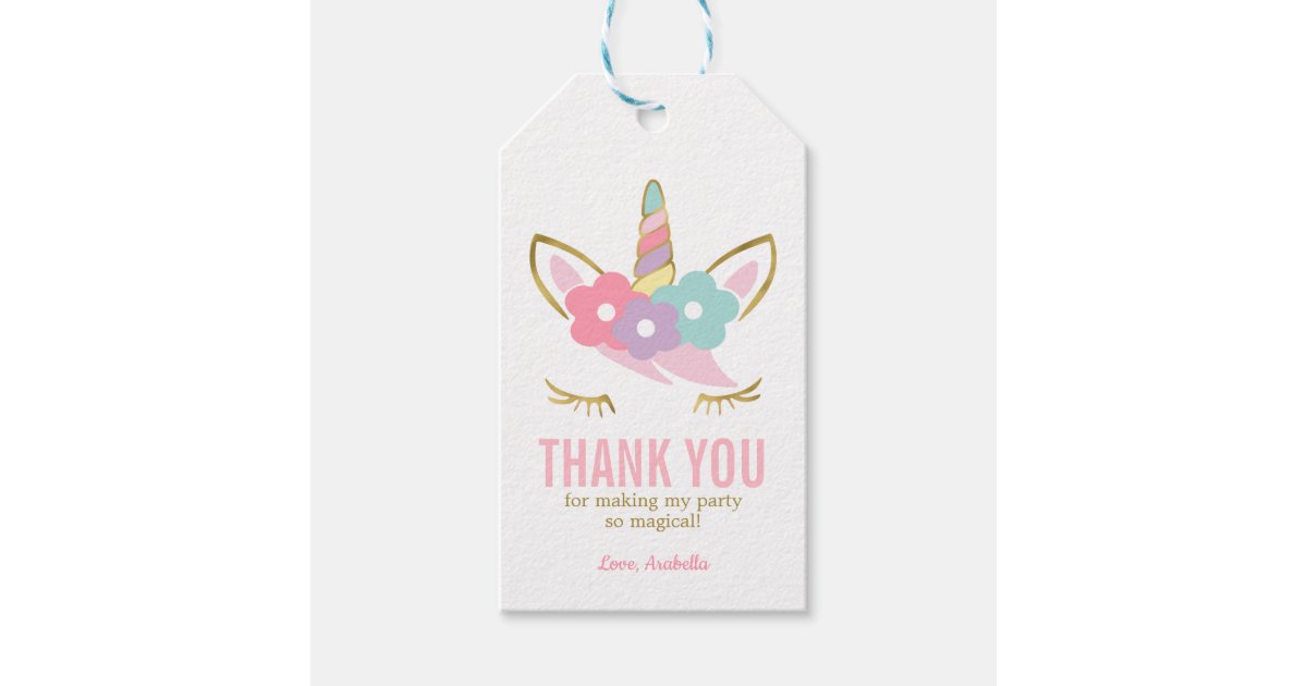 Cute Unicorn Face Girl's Birthday Gift Tags | Zazzle