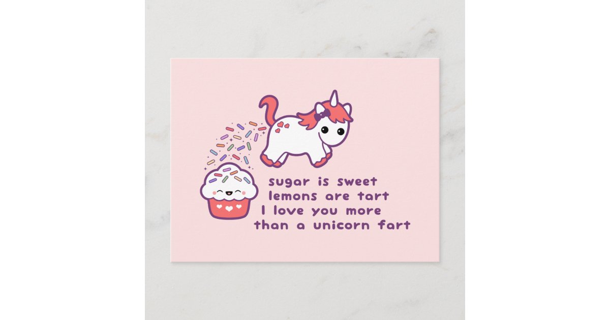 Cute Unicorn Fart Postcard | Zazzle