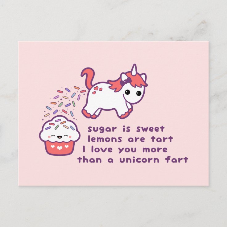 Cute Unicorn Fart Postcard | Zazzle