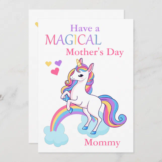 Cute Unicorn Magical Mother's Day Kids Card | Zazzle