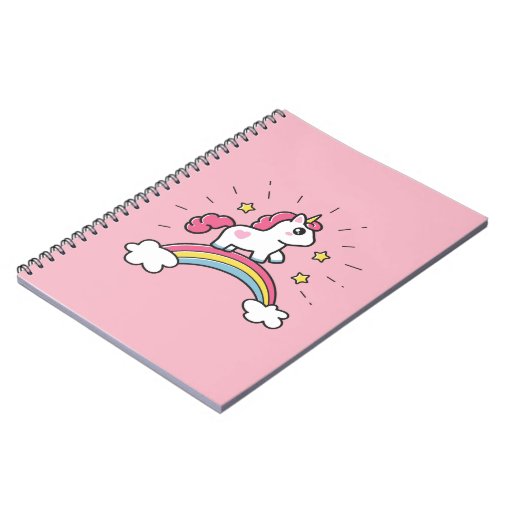 Cute Unicorn On A Rainbow Design Notebook | Zazzle
