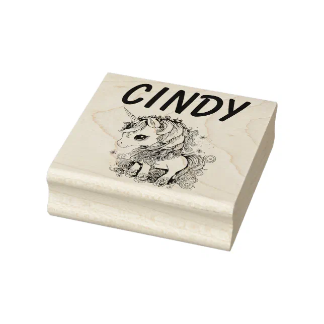 CUTE UNICORN PERSONALIZED NAME RUBBER STAMP | Zazzle