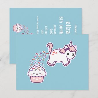 Cute Unicorn Poop Birthday Party Invitations | Zazzle