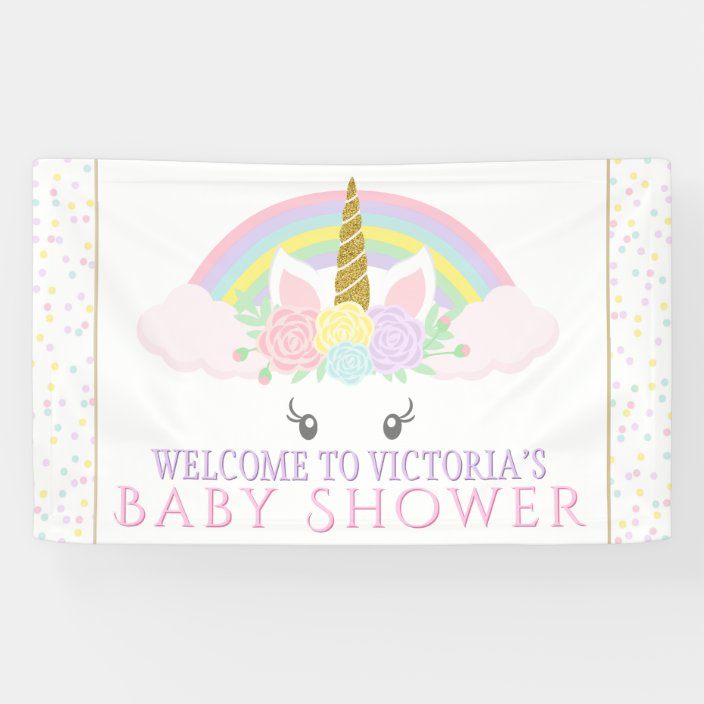 Cute Unicorn Rainbow Baby Shower Banners | Zazzle.com