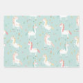 Cute Unicorn Rainbow Gold Glitter Pastel Pink Blue Wrapping Paper ...