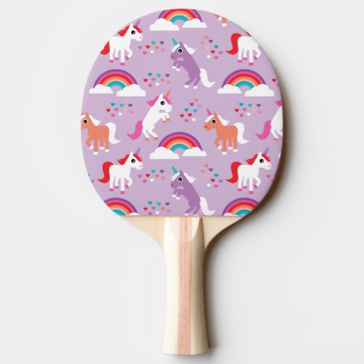 Cute Unicorn Rainbow Purple Ping Pong Paddle | Zazzle