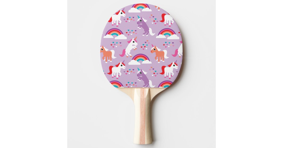 Cute Unicorn Rainbow Purple Ping Pong Paddle | Zazzle
