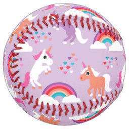 Cute Unicorn Rainbow Purple Softball | Zazzle