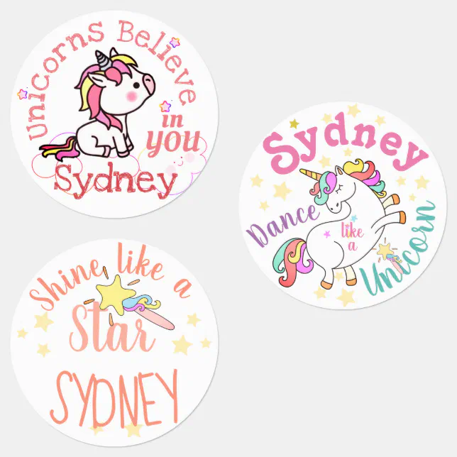 Cute Unicorn Star Encouragement Kids' Labels | Zazzle