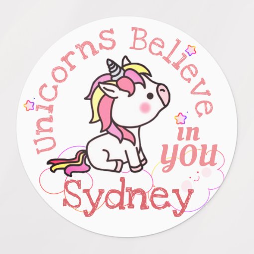 Cute Unicorn Star Encouragement Kids' Labels | Zazzle