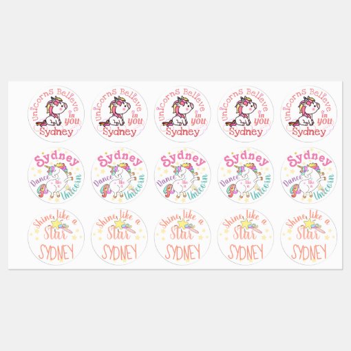 Cute Unicorn Star Encouragement Kids' Labels | Zazzle