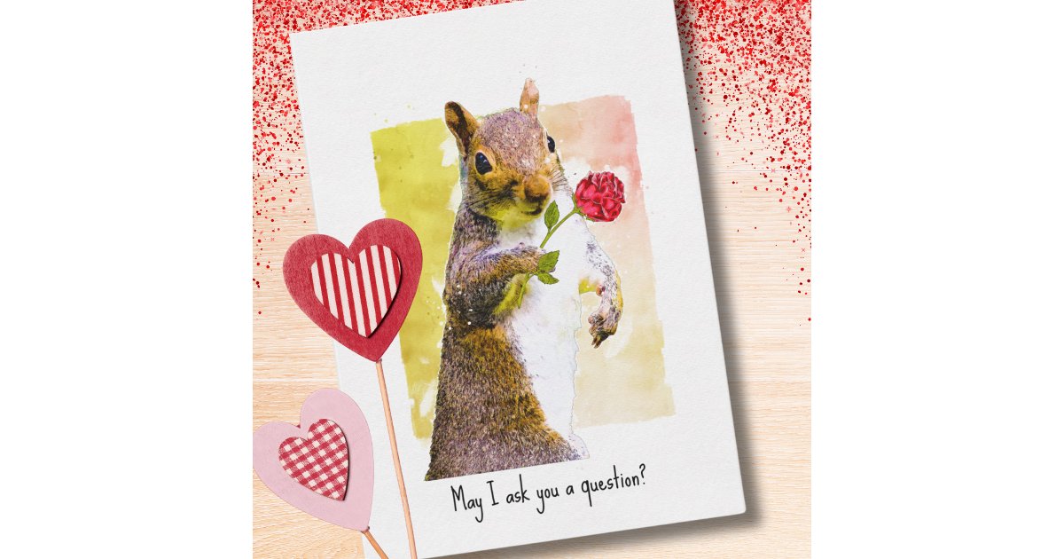 Cute Valentine for School Classmates Squirrel Note Card | Zazzle