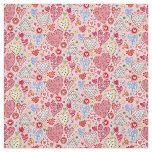 Cute Valentine hearts love pink pattern Fabric | Zazzle