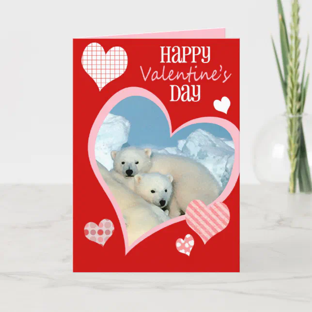 Cute Valentine's Day Card, Polar Bears Holiday Card | Zazzle