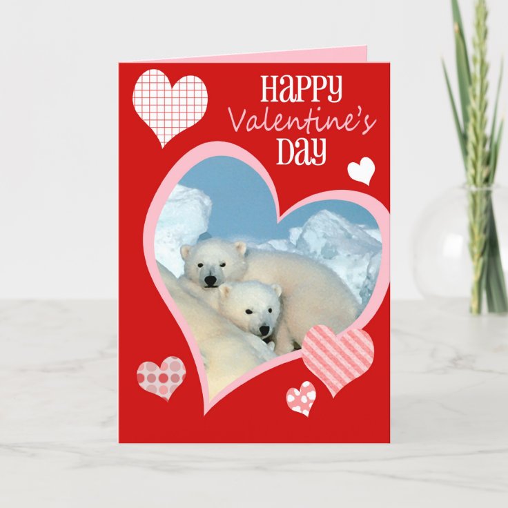 Cute Valentine's Day Card, Polar Bears Holiday Card | Zazzle