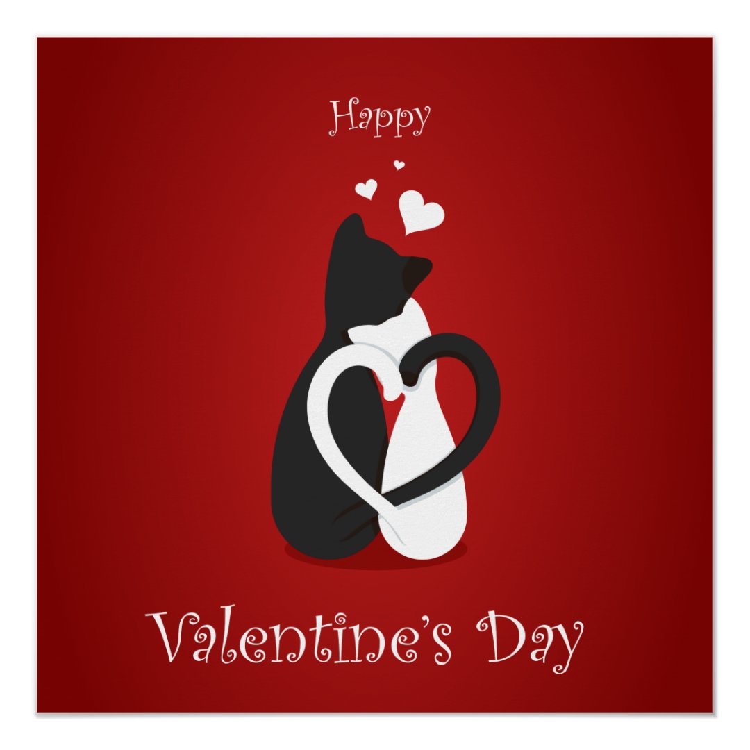Cute Valentine's Day Cats Love Poster | Zazzle