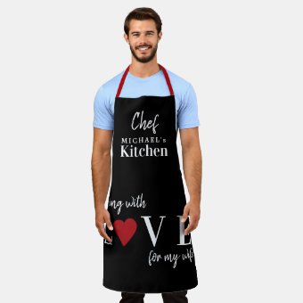 Cute Valentines Day love heart custom husband Apron | Zazzle