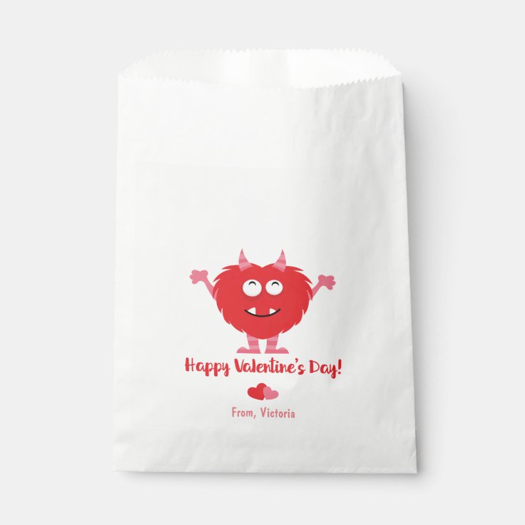 Cute Valentine's Day Monster Hearts Favor Bag | Zazzle