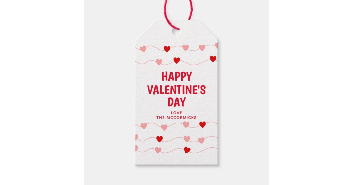 Cute Valentines Day Pink Red Hearts Personalized Gift Tags | Zazzle