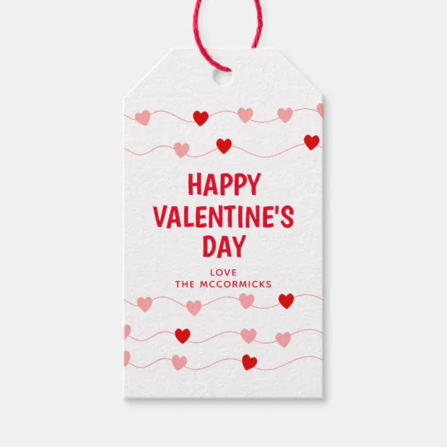 Cute Valentines Day Pink Red Hearts Personalized Gift Tags | Zazzle