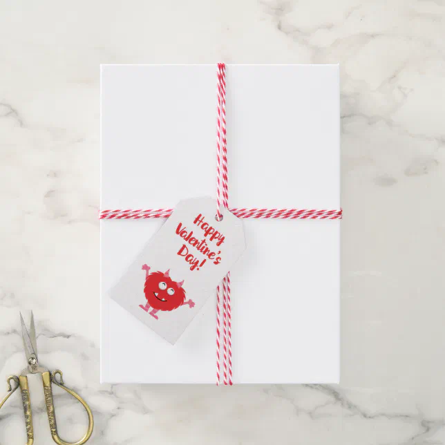Cute Valentine's Day Red Monster Gift Tags | Zazzle