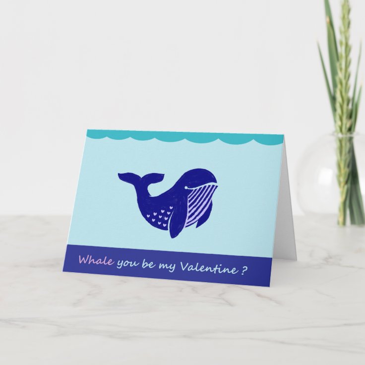 Cute Valentine's Day Whale Funny Greeting Card | Zazzle