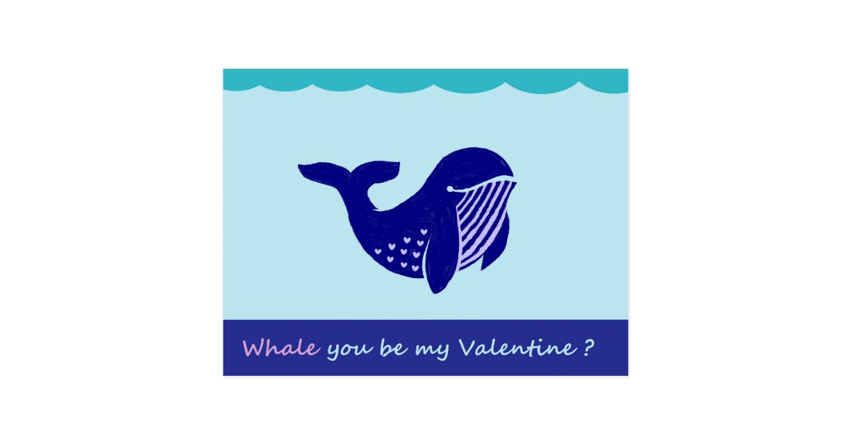 Cute Valentine's Day Whale Funny Postcard | Zazzle.com