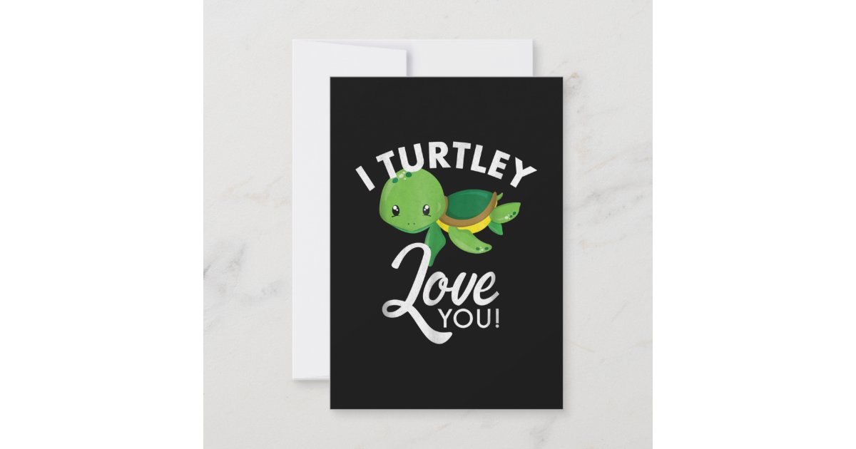 Cute Valentines Turtle I Turtley Love You RSVP Card | Zazzle