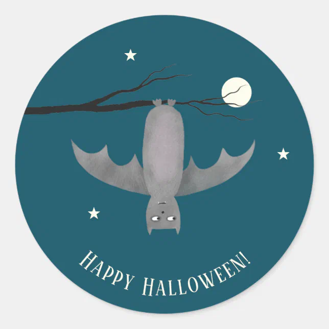 Cute Vampire Bat Halloween Classic Round Sticker | Zazzle