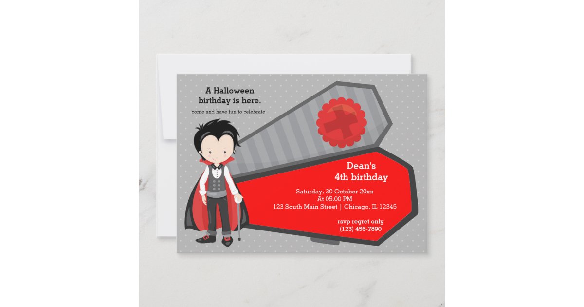 Cute vampire birthday invitation | Zazzle